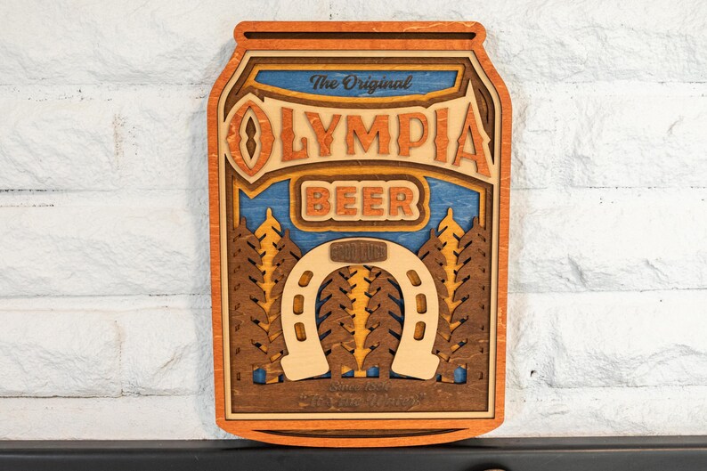 Olympia Beer Can Vintage Brewery Sign Layered Wood Art - Etsy