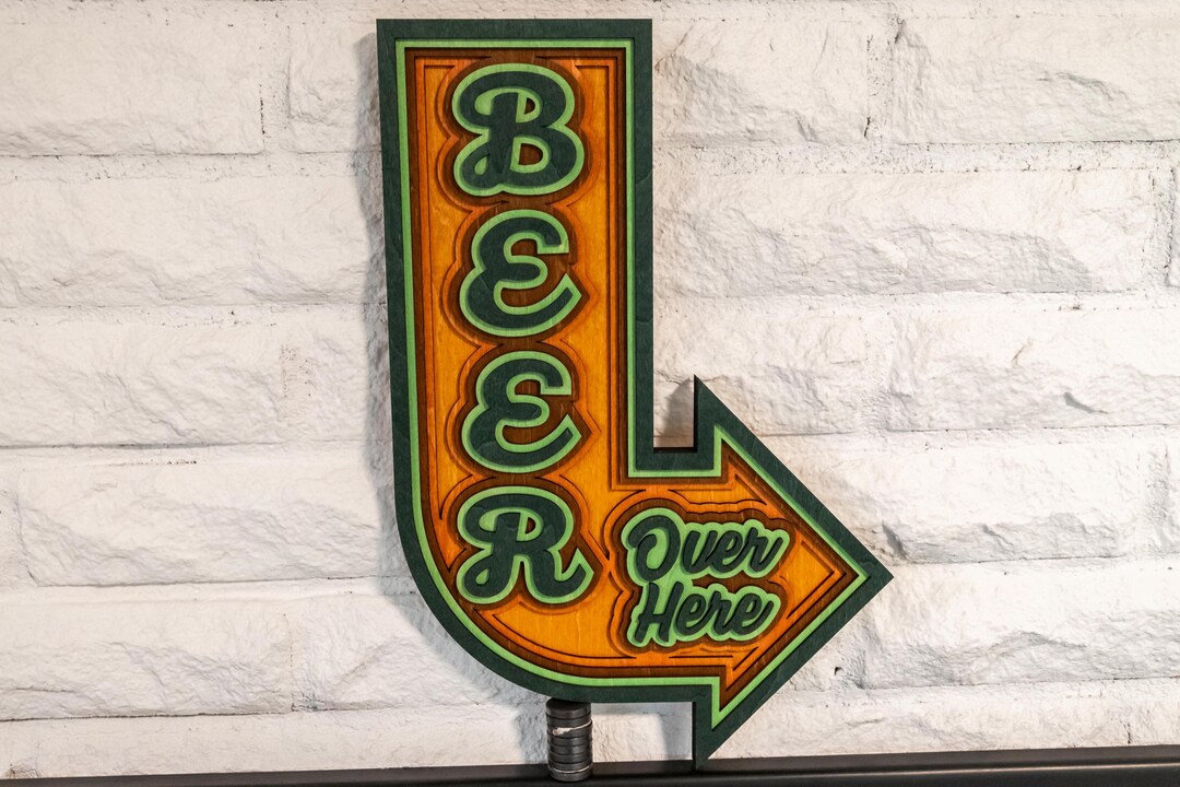Beer Over Here Wood Sign Layered Wood Art - Etsy