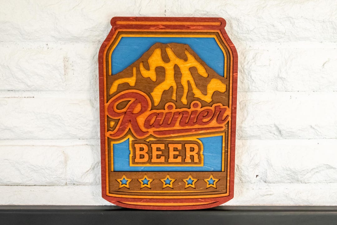 Rainier Beer Can Vintage Brewery Sign Layered Wood Art - Etsy