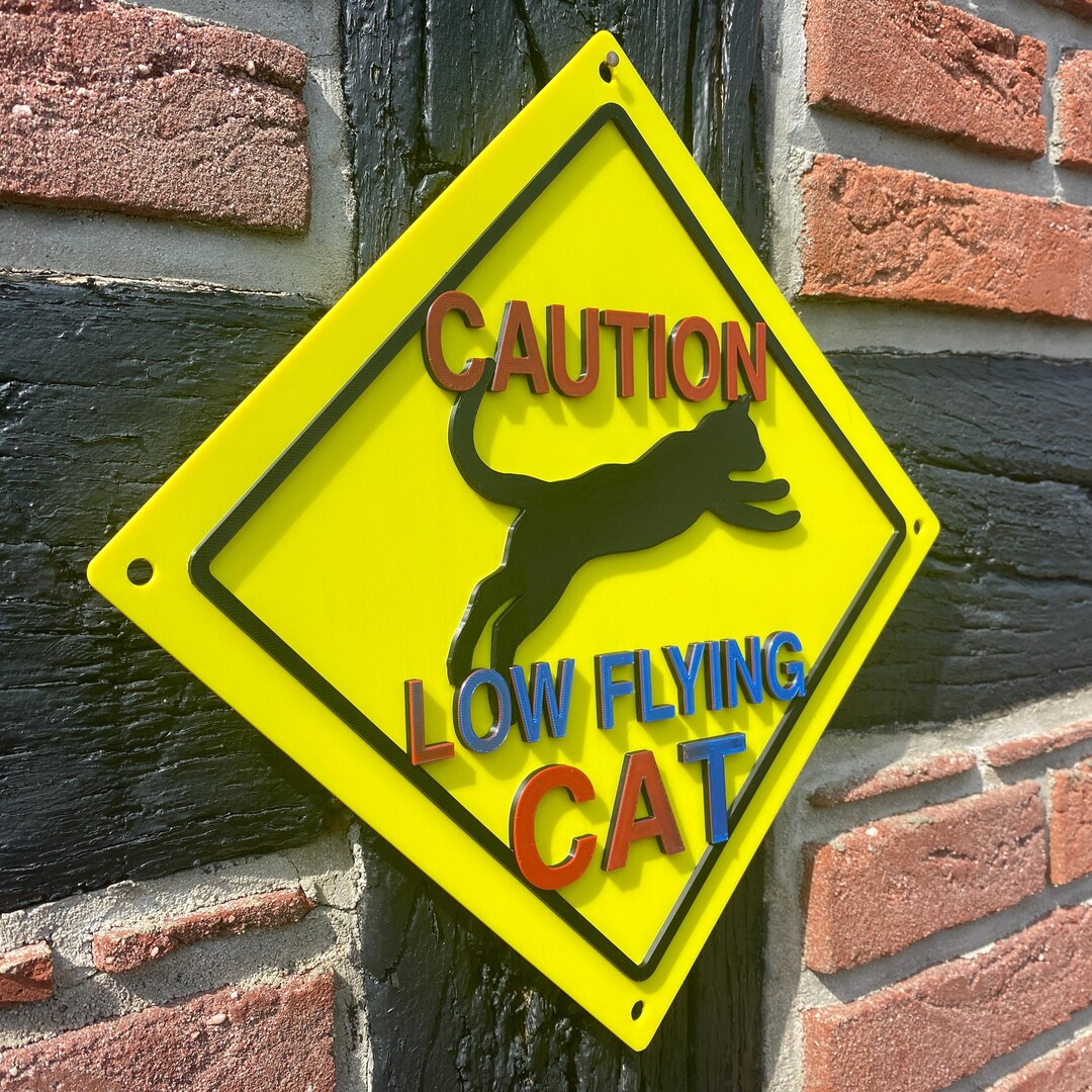 Cat Caution Danger Low Flying Low Flying Sign 3D - Etsy