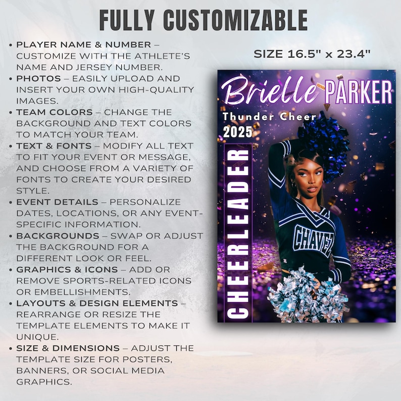 Cheerleading Poster Template: Senior Cheer Team Banner (canva) - Etsy