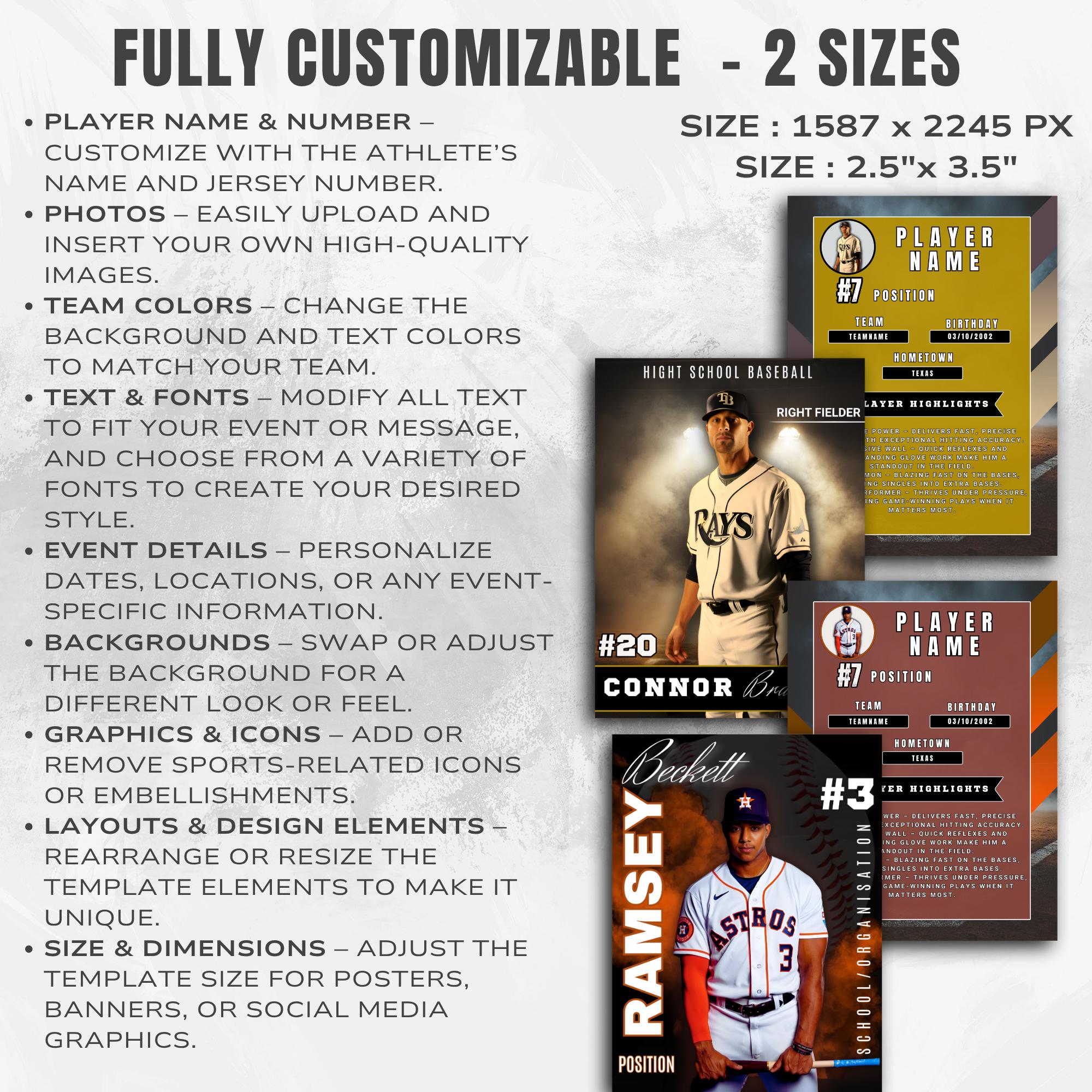 Editable Baseball Trading Card Templates: Canva Player Card & Backdrops ...