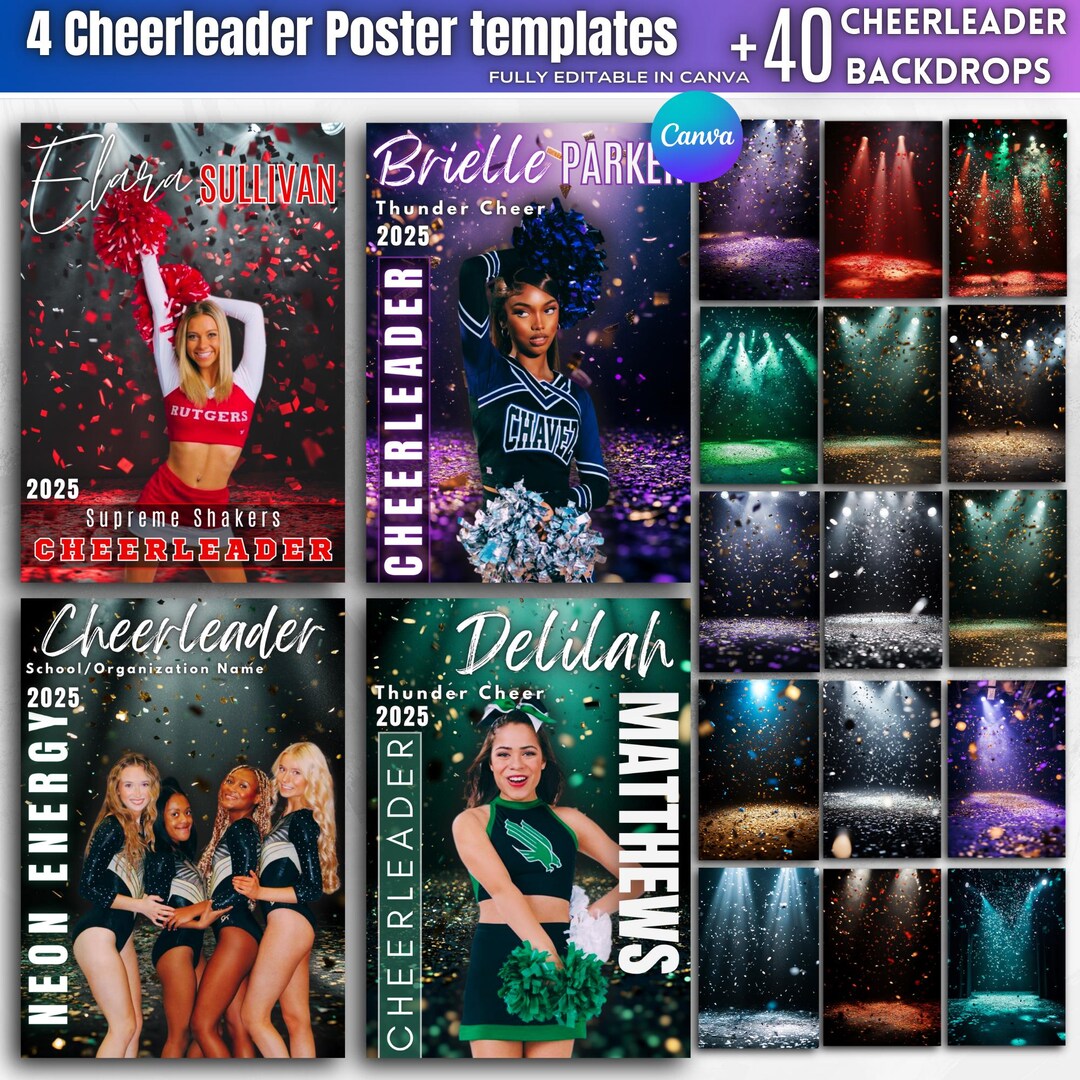 Custom Cheerleader Poster Template: Canva Team Banner (digital) - Etsy