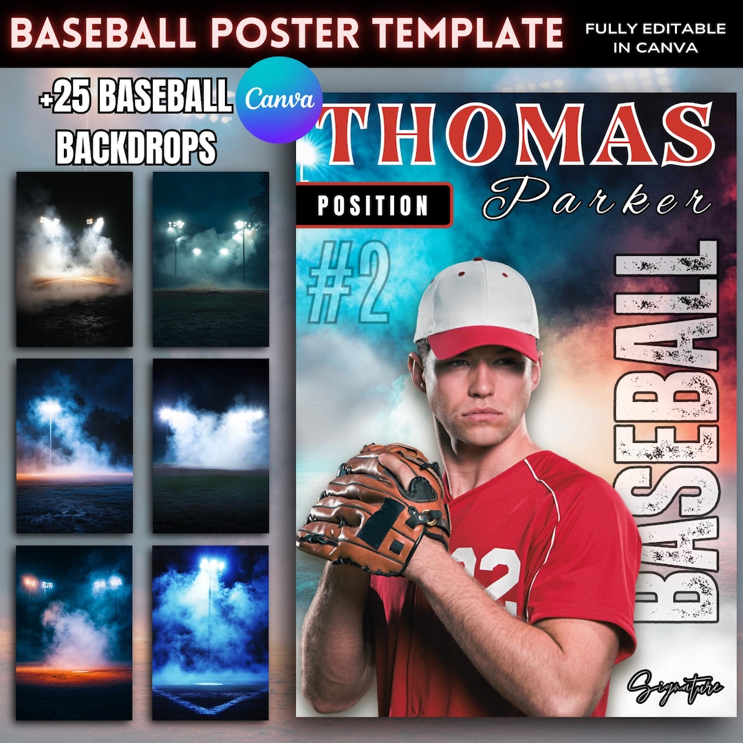 Baseball Poster Template: Editable Trading Card Design (canva) - Etsy