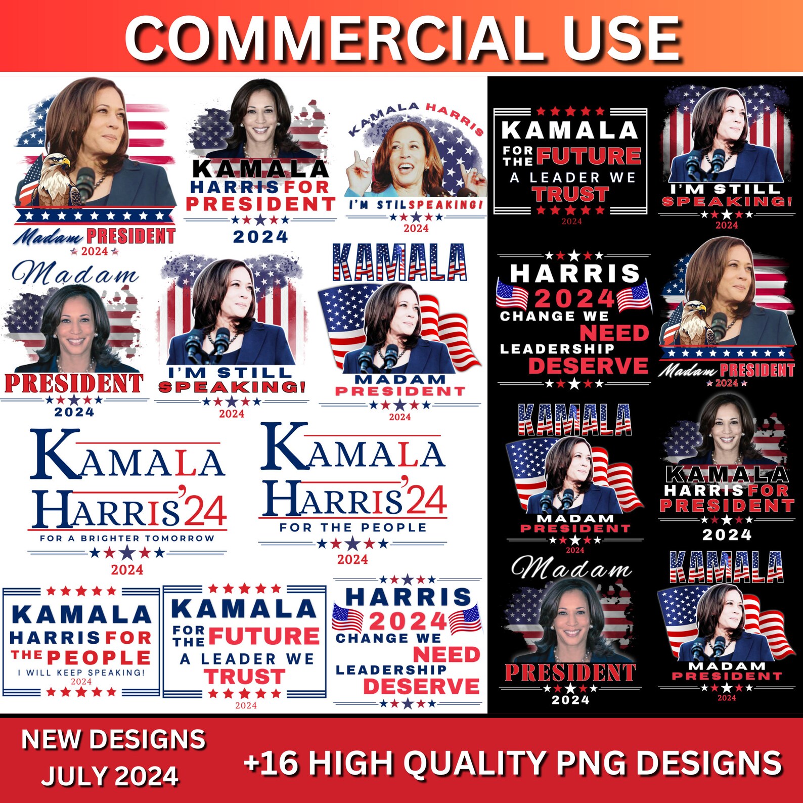Kamala Harris PNG Bundle 2024 Kamala Harris for President Madam ...