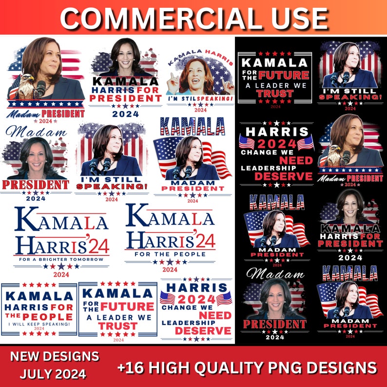 Kamala Harris PNG Bundle 2024 Kamala Harris for President Madam ...
