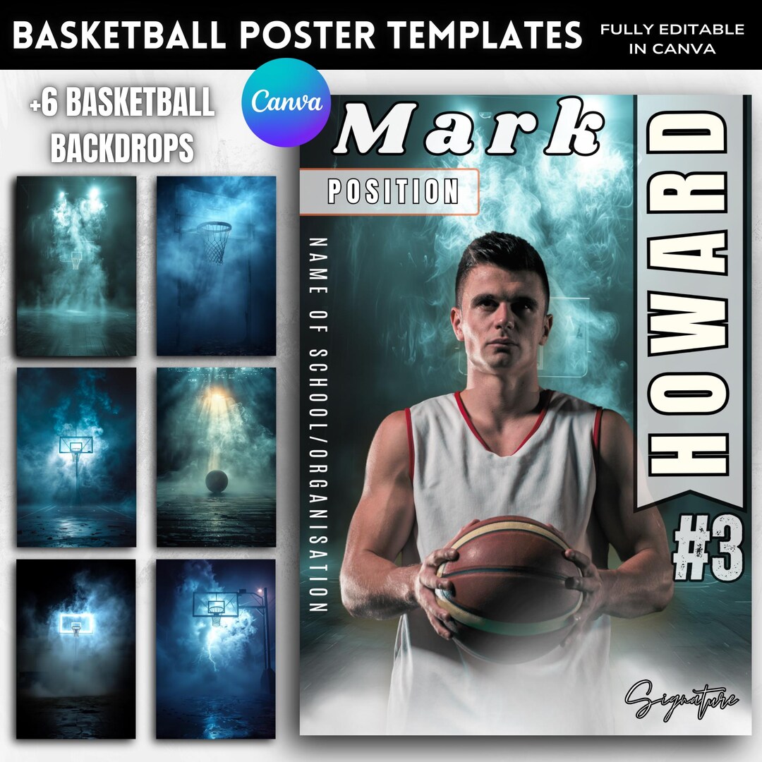 Basketball Player Poster Template: DIY Editable Canva Design - Etsy