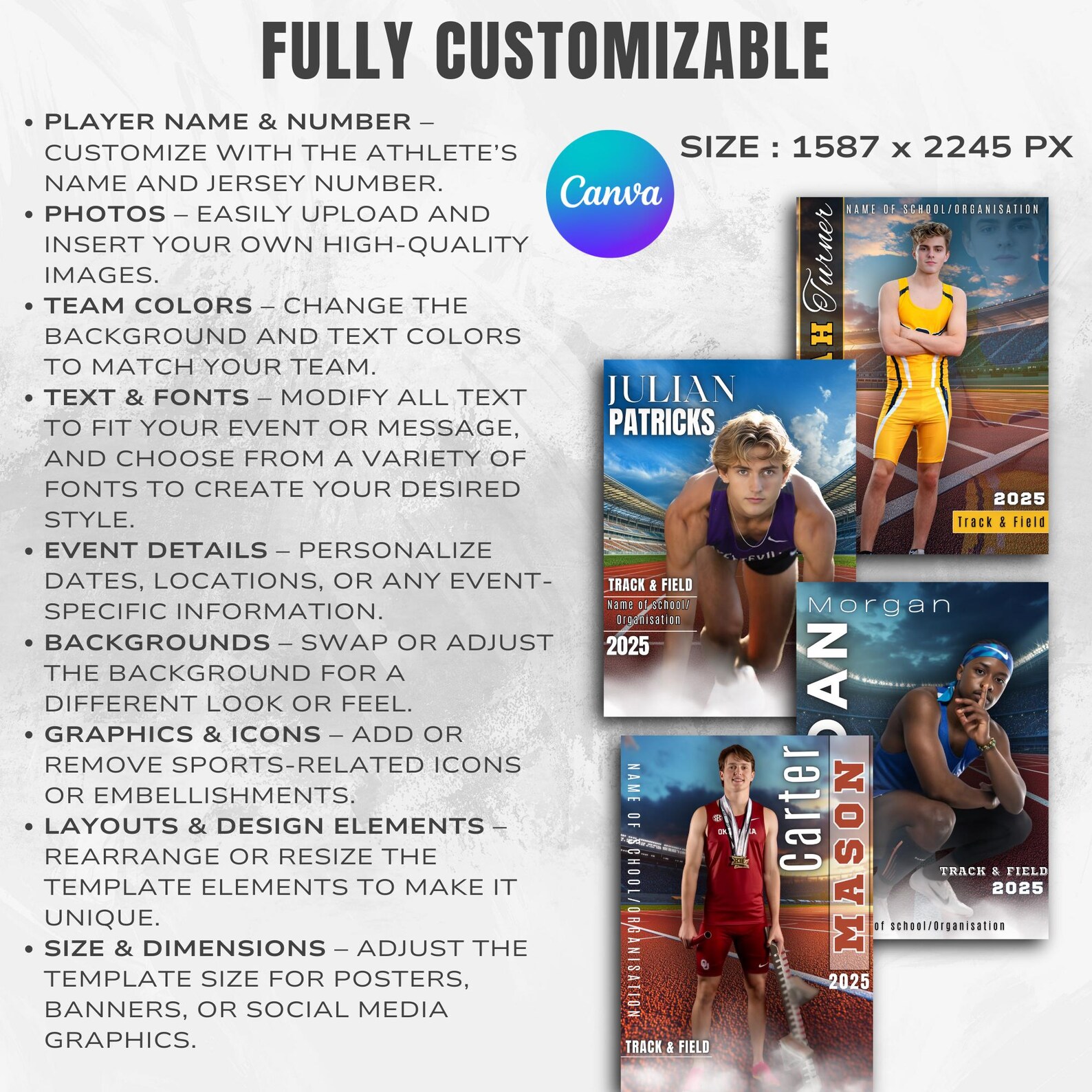 Track and Field Poster Template: Senior Sports Banner | Athlete ...
