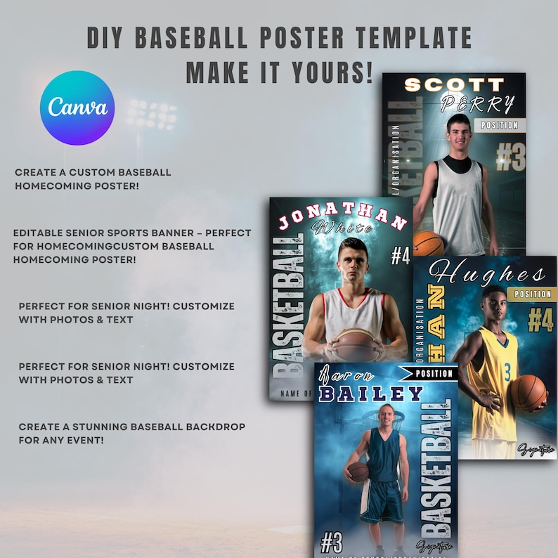 Basketball Poster Player Template | Basketball Homecoming Canva | DIY ...