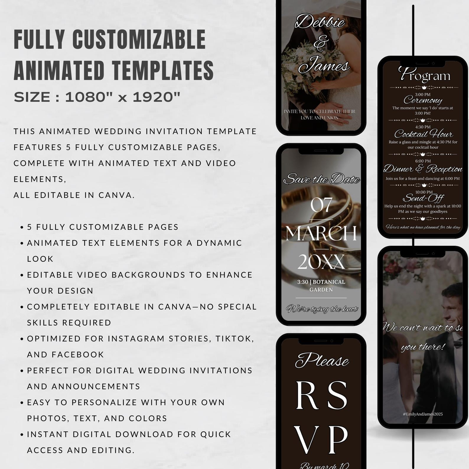 Wedding Digital Invitation Template | DIY Digital Wedding Video Invite ...