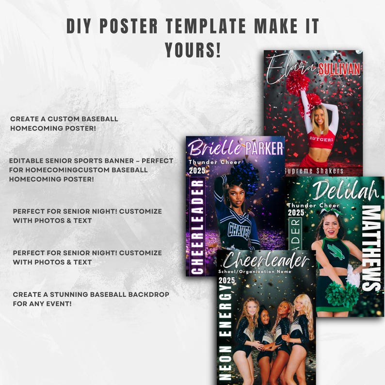 Custom Cheerleader Poster Template: Canva Team Banner (digital) - Etsy