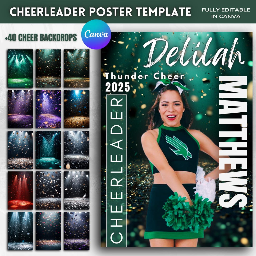 Cheerleader Poster Template: Senior Cheer Team Banner (canva) - Etsy