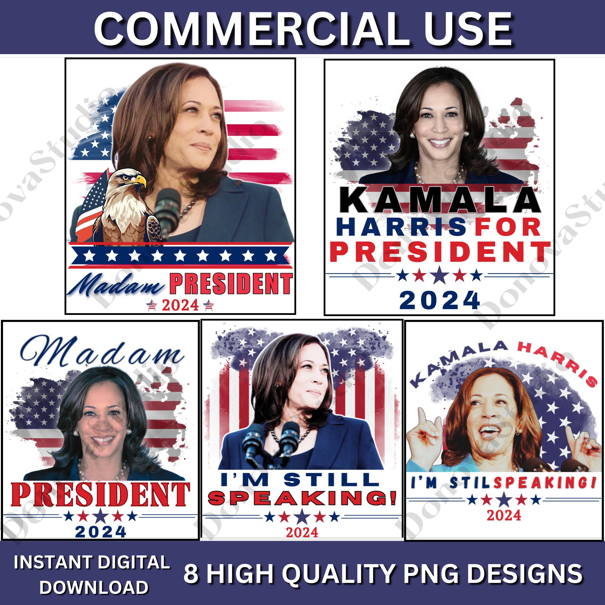 Kamala Harris 2024 PNG Design Bundle Kamala Harris for President Madam ...