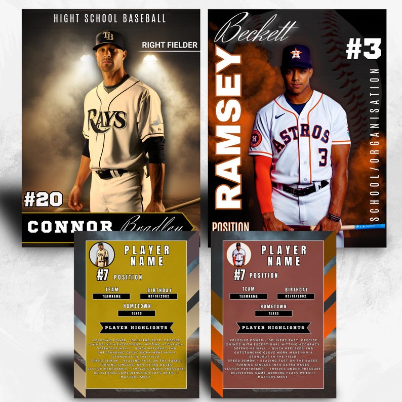 Editable Baseball Trading Card Templates: Canva Player Card & Backdrops ...