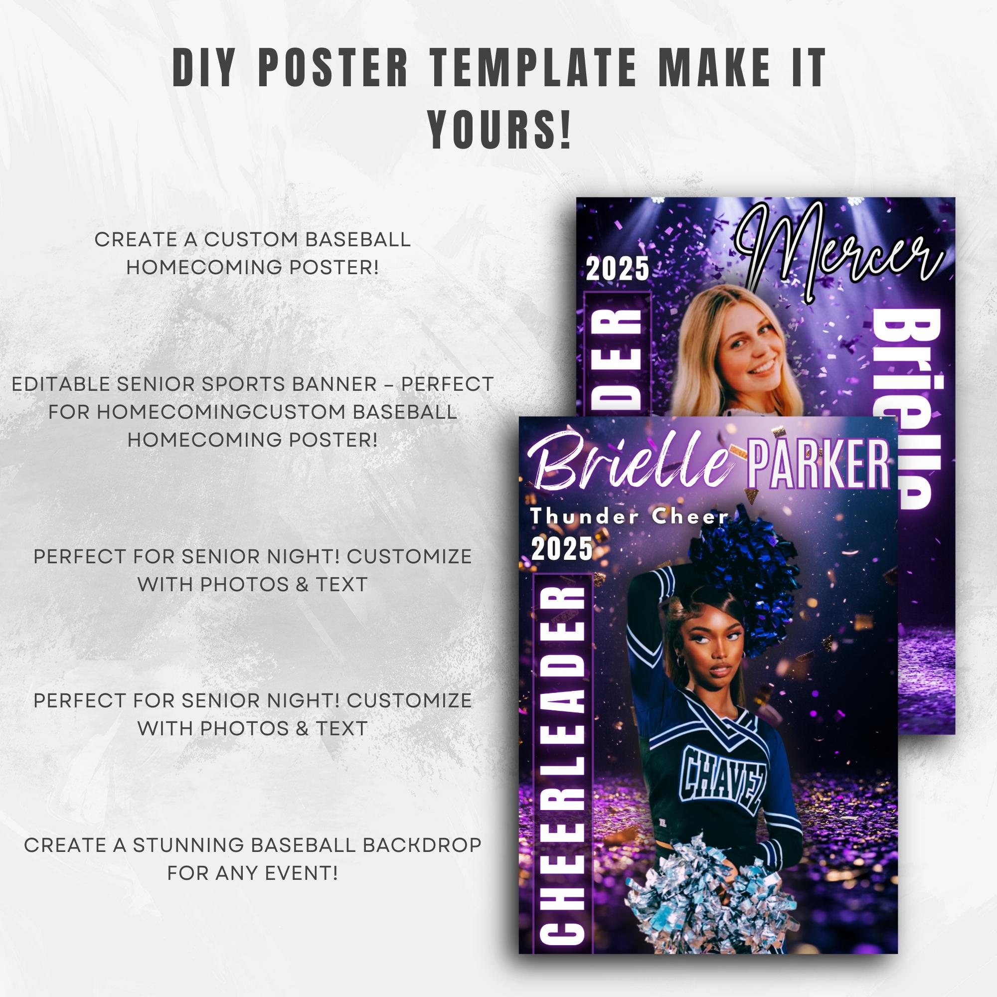 Cheerleading Poster Template: Senior Cheer Team Banner (canva) - Etsy