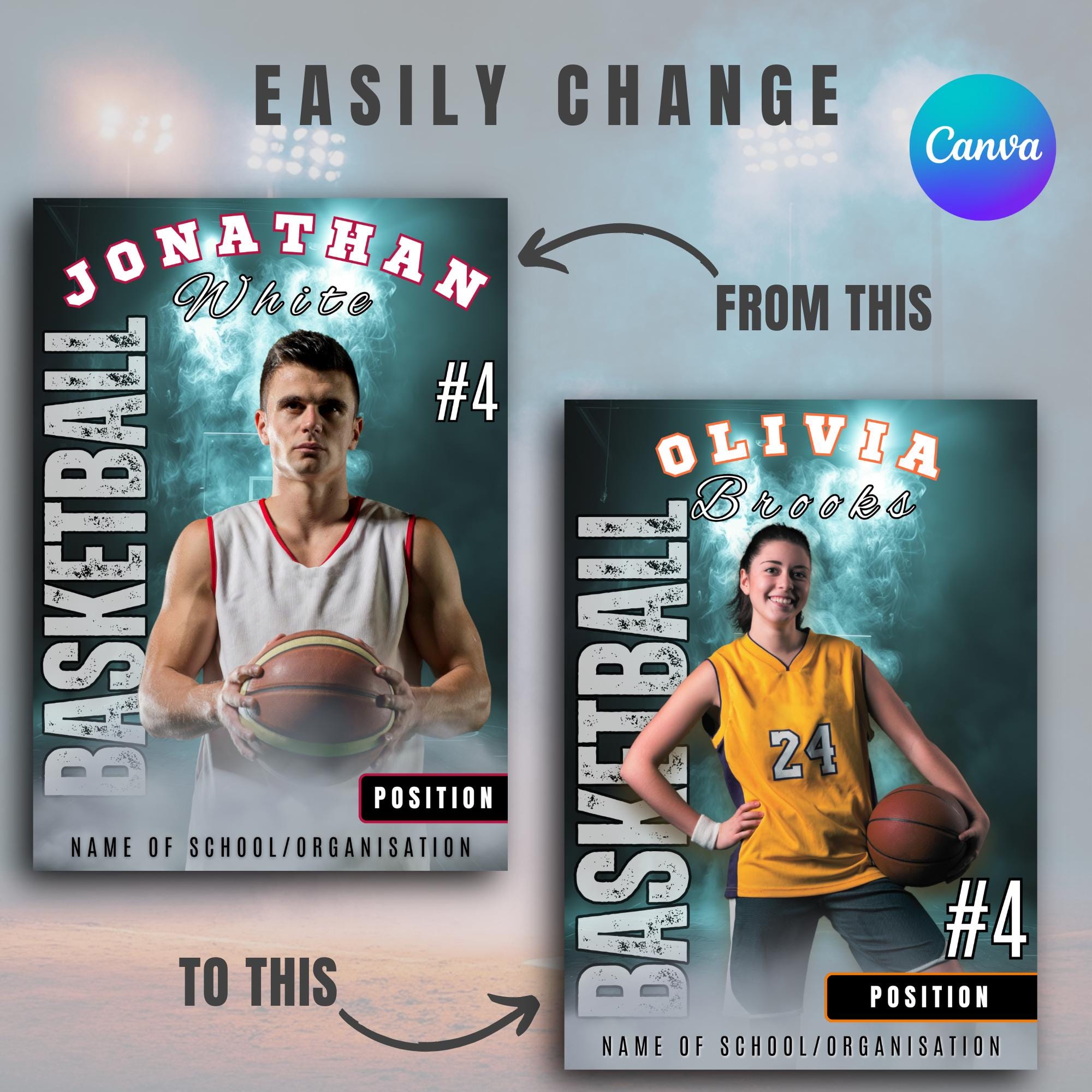 Basketball Poster Player Template | Basketball Homecoming Canva | DIY ...