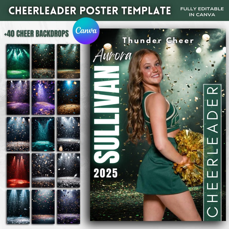 Cheerleader Poster Template: Senior Team Banner (canva Editable) - Etsy