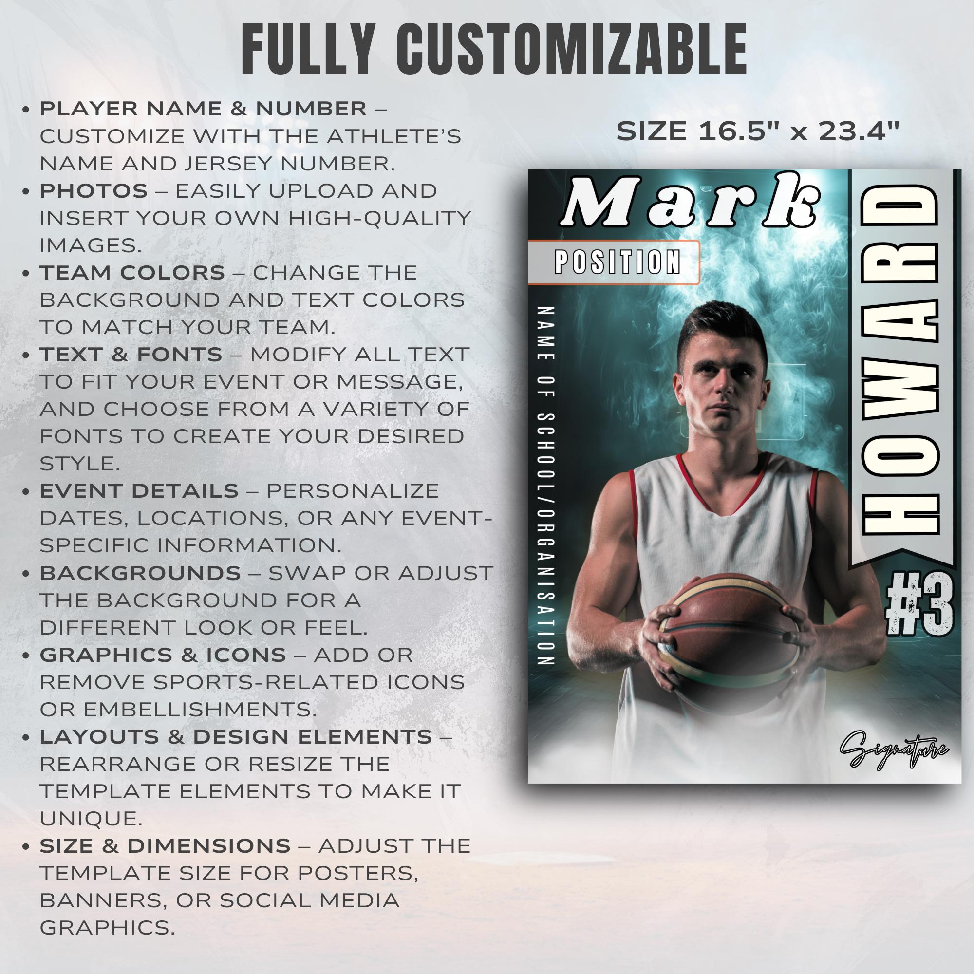 Basketball Player Poster Template: DIY Editable Canva Design - Etsy