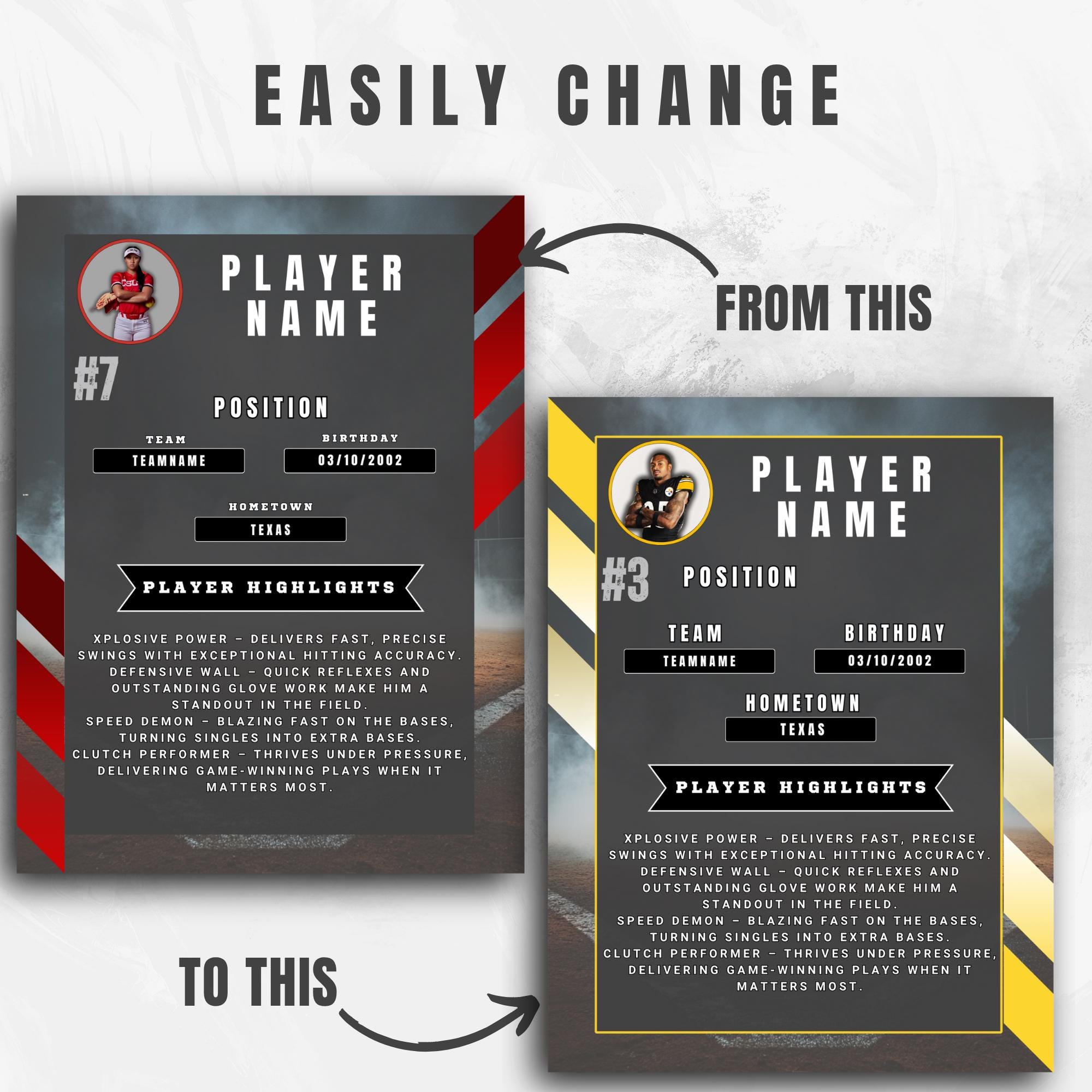 Editable Baseball Card Template: Canva Sports Poster & Backdrops Bundle ...