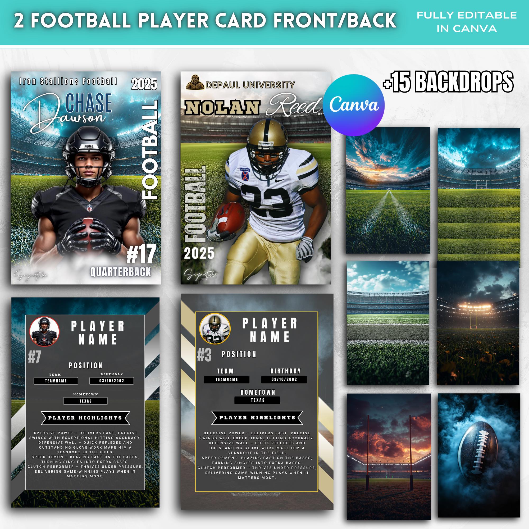 Editable Football Trading Card Template: Canva Sports Card Design ...