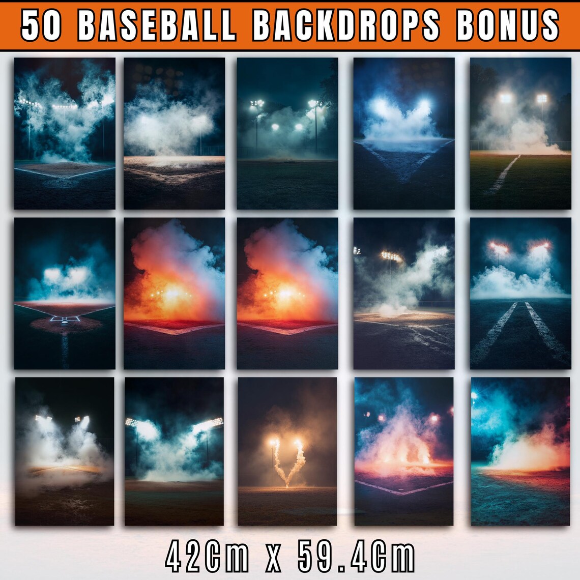 Baseball Poster Template: Editable Sports Card, Stadium Backdrops ...