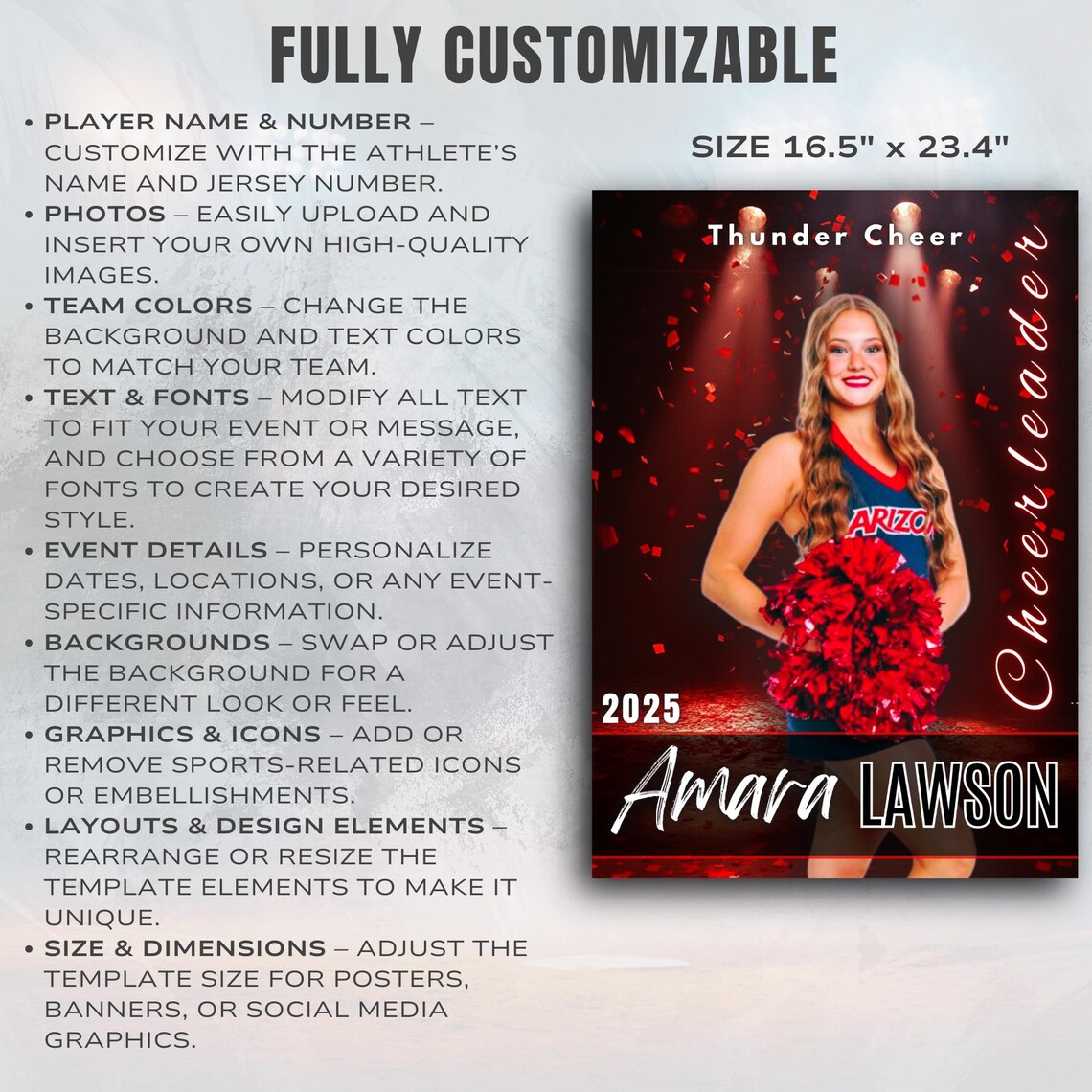 Cheerleading Poster Template: Senior Team Banner, +40 Backdrops (canva ...