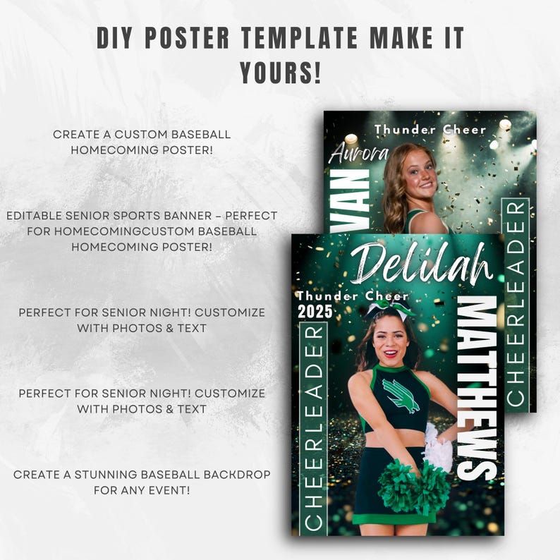 Cheerleader Poster Template: Senior Cheer Team Banner (canva) - Etsy