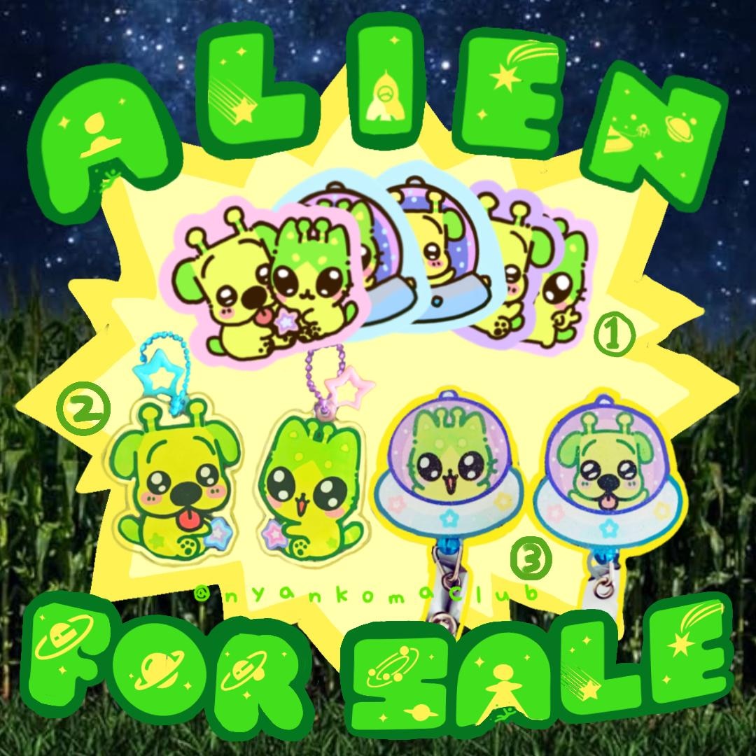 Alien Cat & Dog Keychain Sticker Badge Reels Set - Etsy