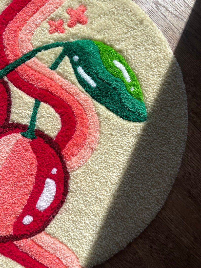 Cherry Tufted Rug | Trendy Cherry Bathroom Bedroom Tufted Rug | Fruit ...