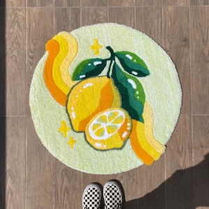 Lemon Tufted Rug Hand Tufted Fruit Rug Handmade Lemon Carpet Tufted ...
