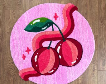 Cherry Tufted Rug Trendy Cherry Bathroom Bedroom Tufted Rug Fruit Rug ...