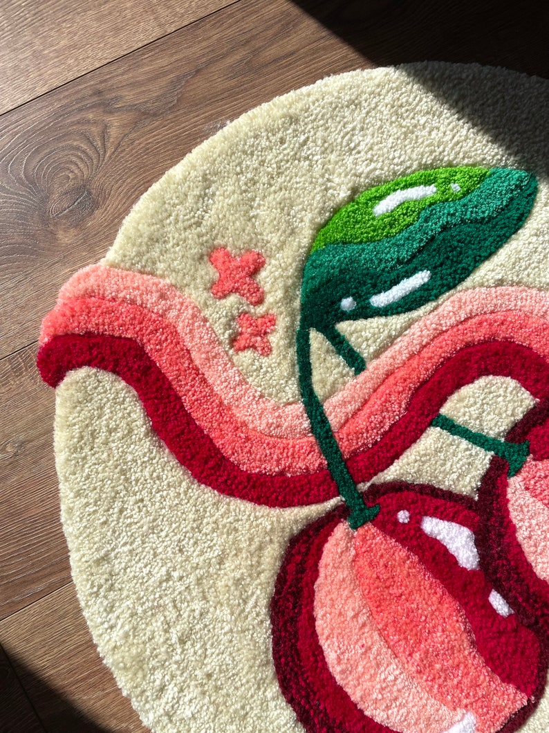 Cherry Tufted Rug | Trendy Cherry Bathroom Bedroom Tufted Rug | Fruit ...