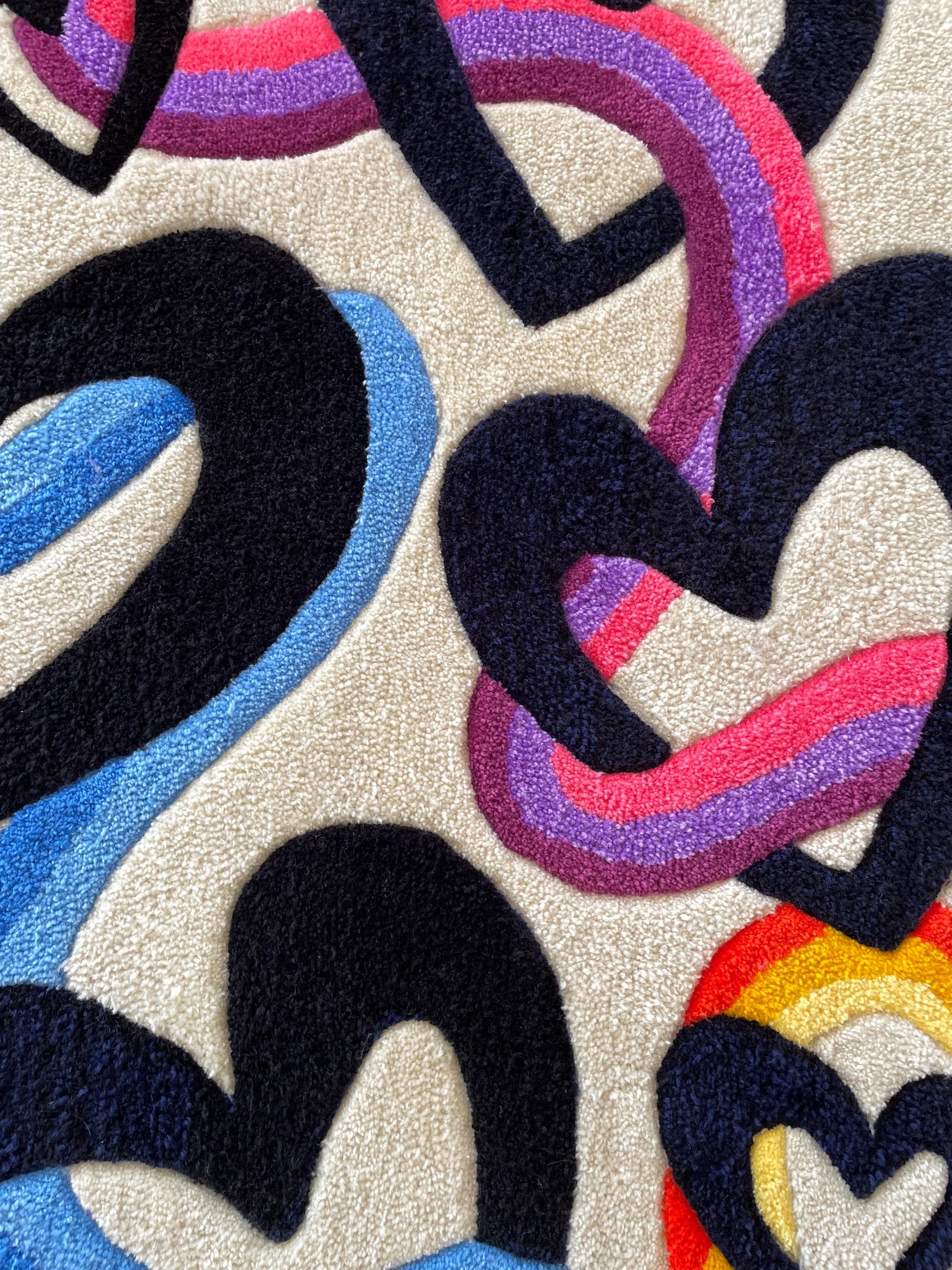 Handmade Heart Pattern Tufted Rug Vibrant Love Design Custom Heart Rug ...