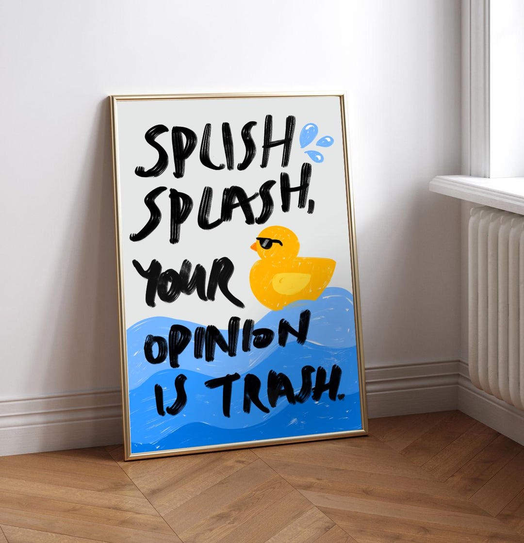 Splish Splash Quote Poster – Funny Printable Wall Art, Sassy Bathroom ...