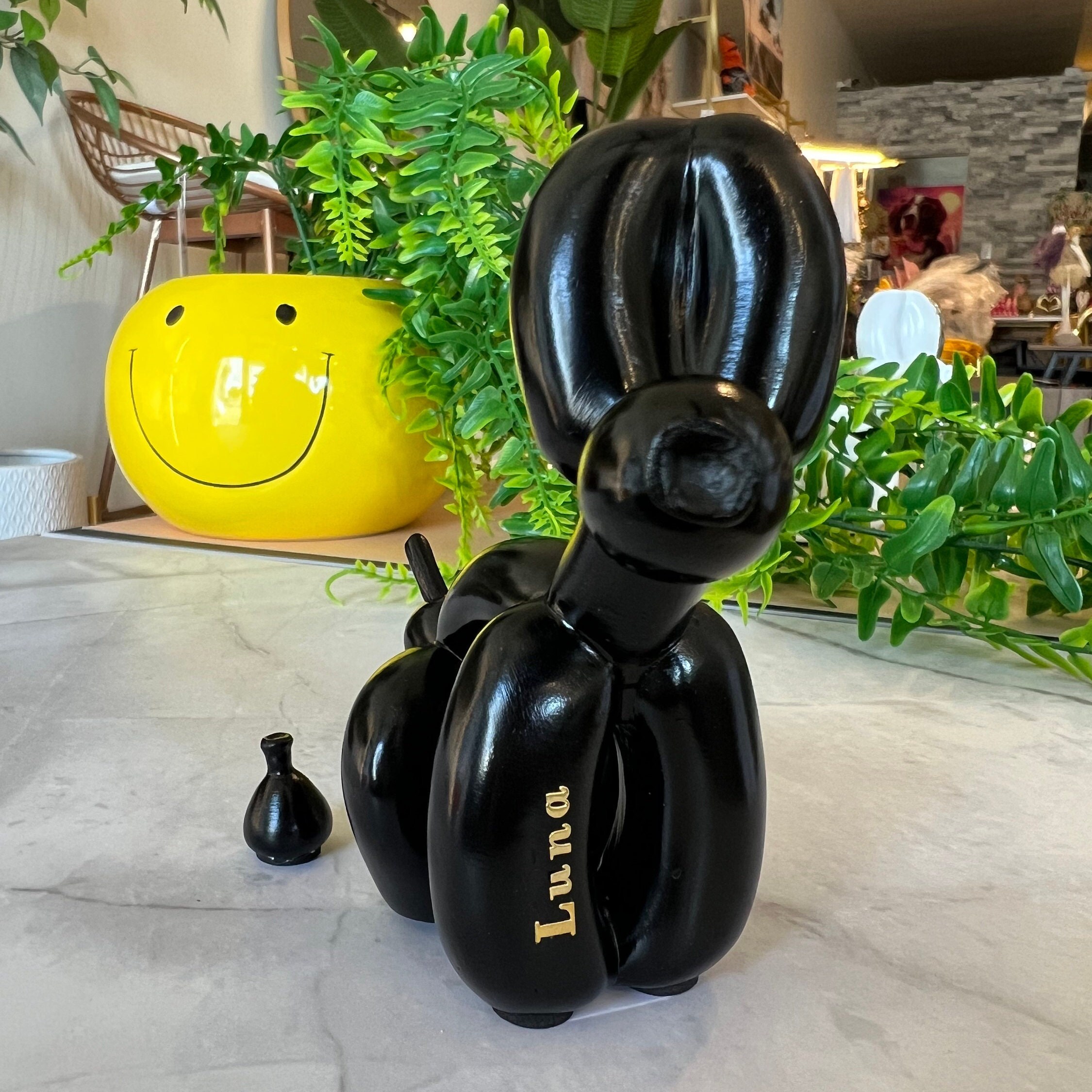 Customized Pooping Dog Sculpture, Silver Baloon Dog Name Statue Home ...