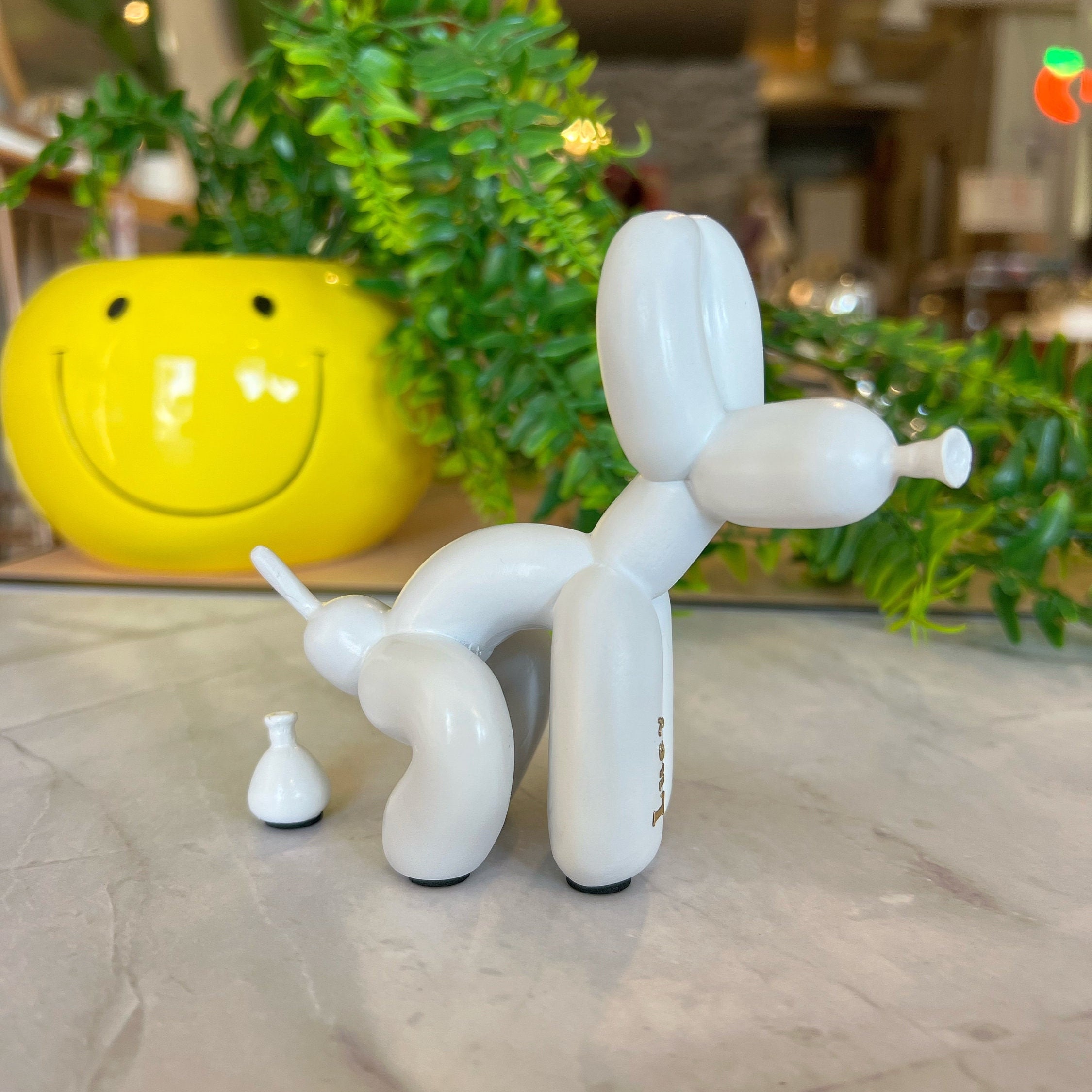 Customized Pooping Dog Sculpture, Silver Baloon Dog Name Statue Home ...