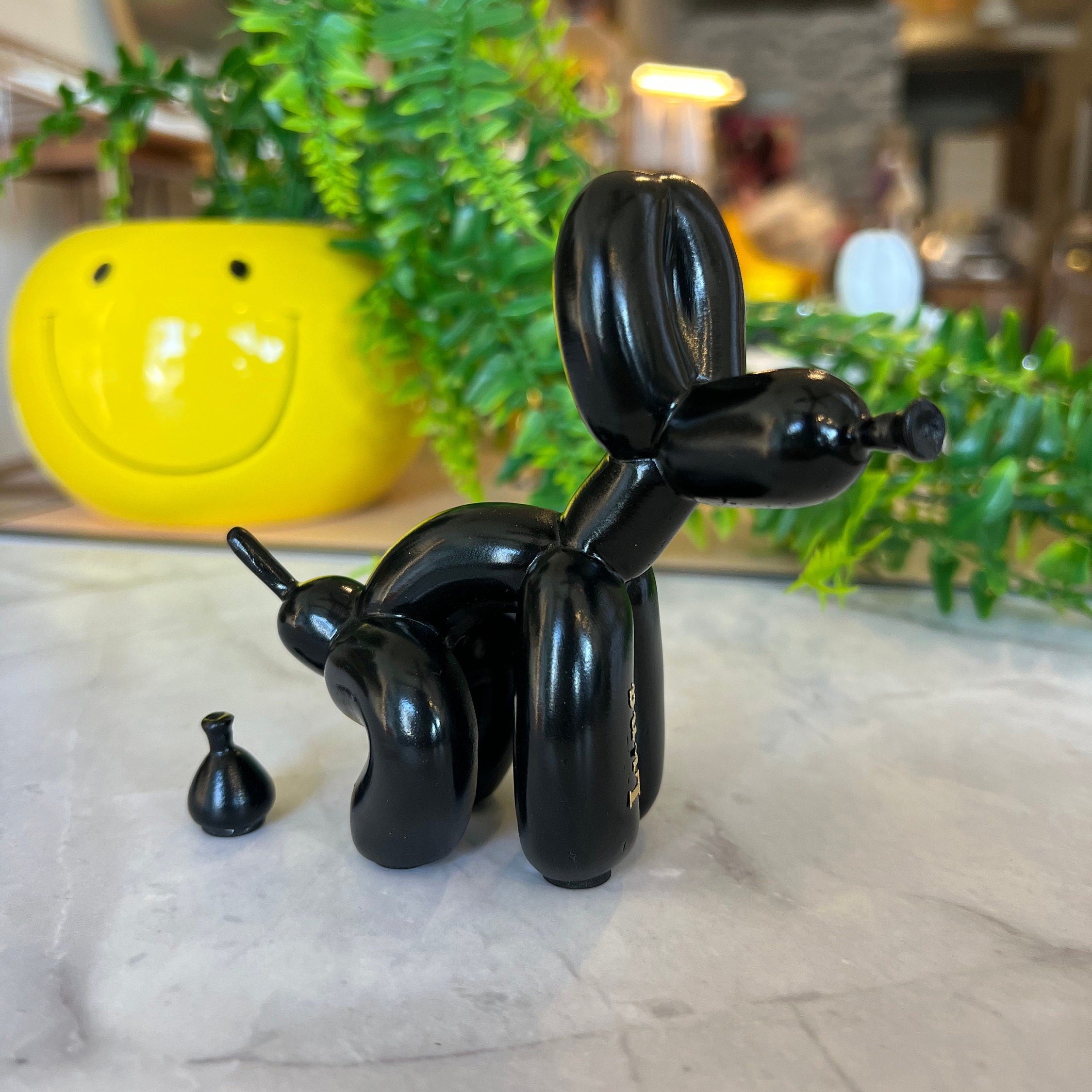 Customized Pooping Dog Sculpture, Silver Baloon Dog Name Statue Home ...