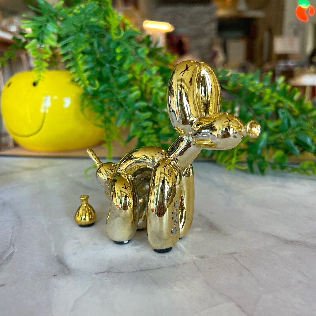 Personalized Pooping Dog Sculpture, Gold Baloon Dog Statue Home Decor ...