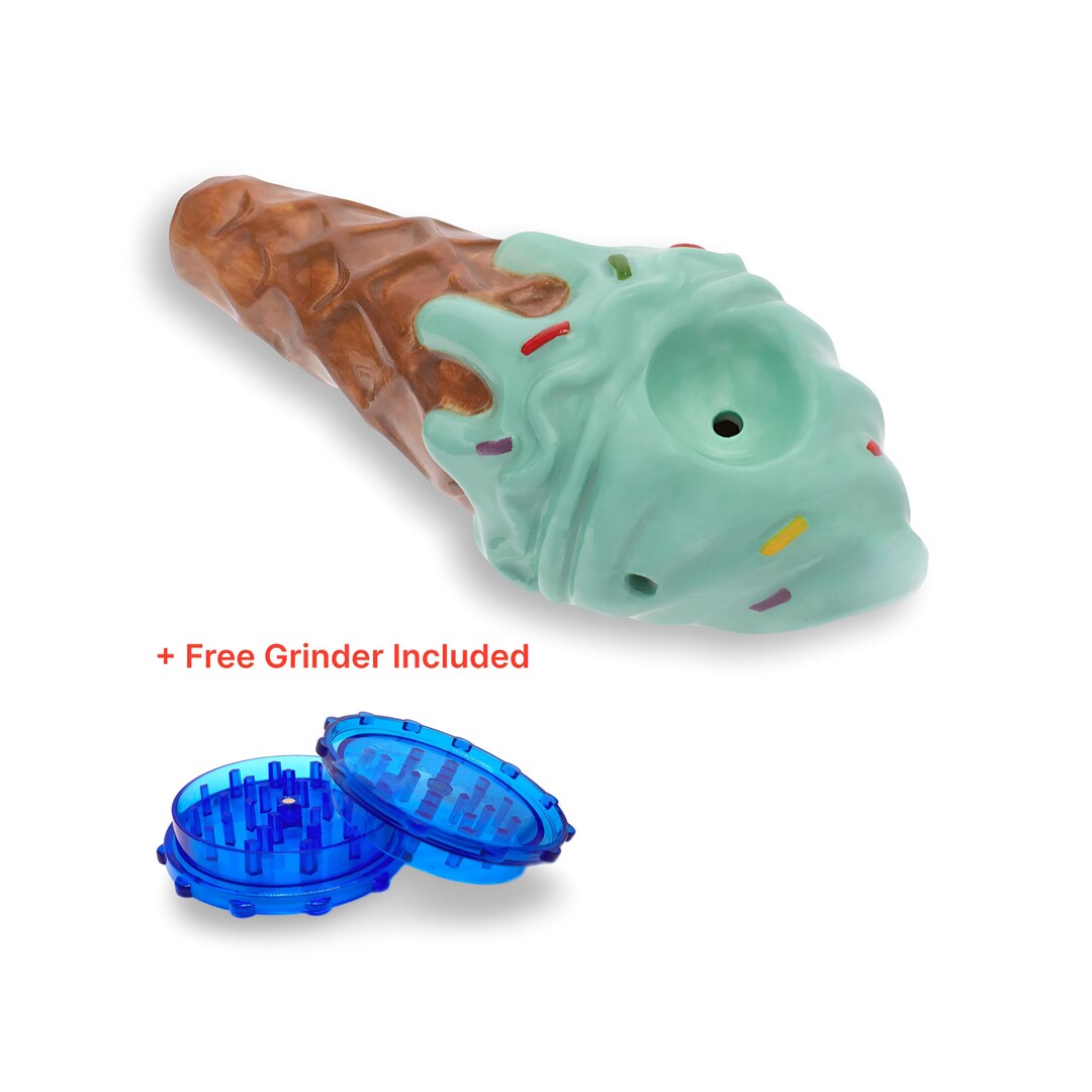 Wacky Bowlz 3.5 Mint Green Ice Cream Cone Ceramic Tobacco Pipe Free ...