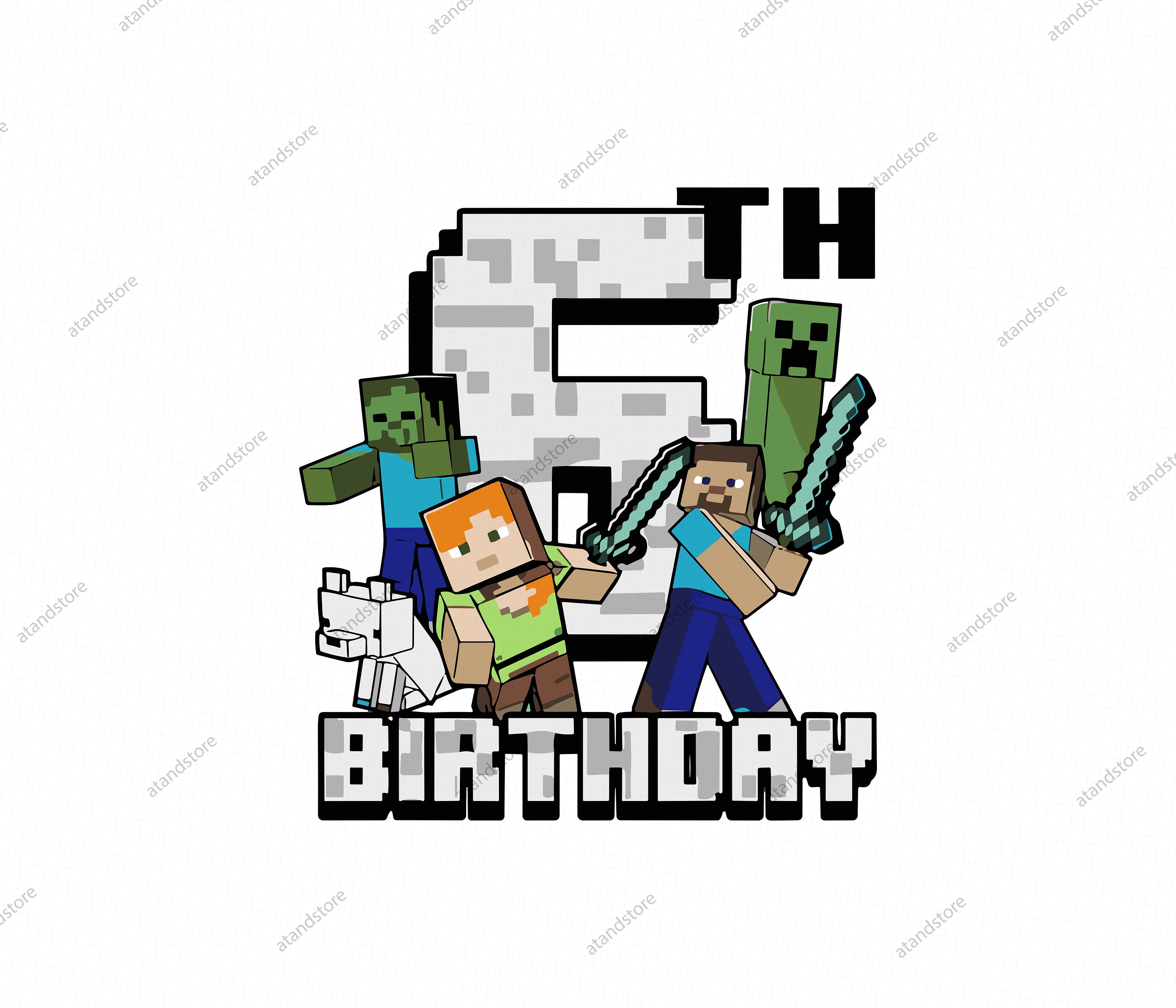 Minecraft Birthday 6th Svg, Minecraft Birthday 6th Png, Minecraft SVG ...