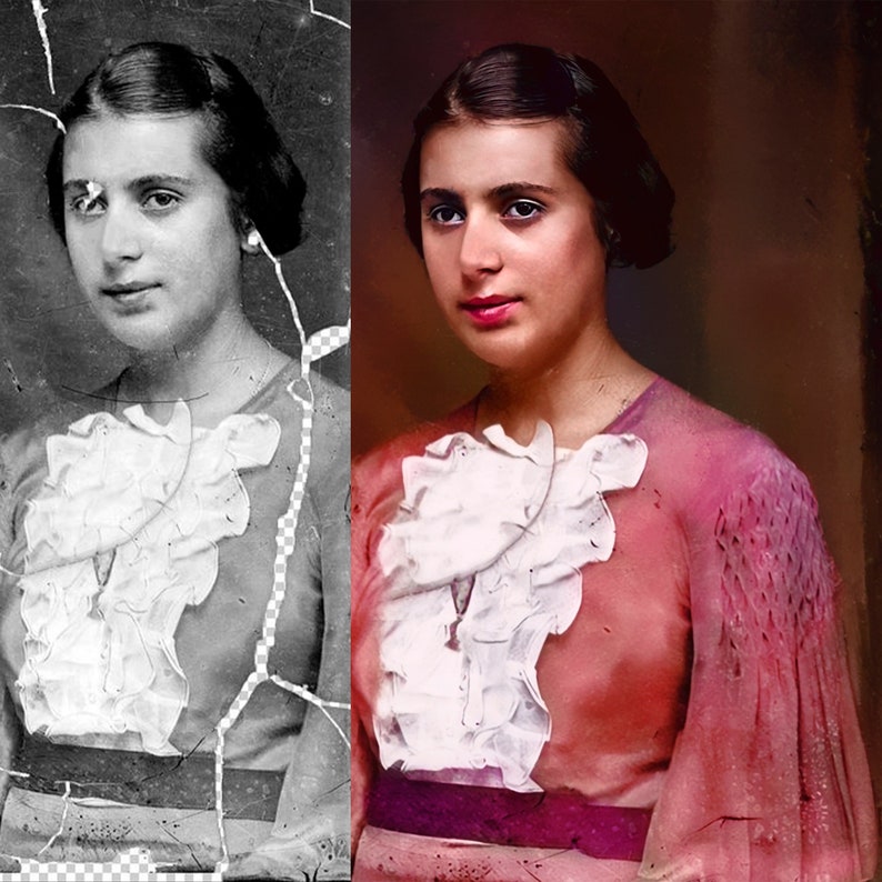 Portrait Restoration Antique Photo Restoration Water Damage Photo ...