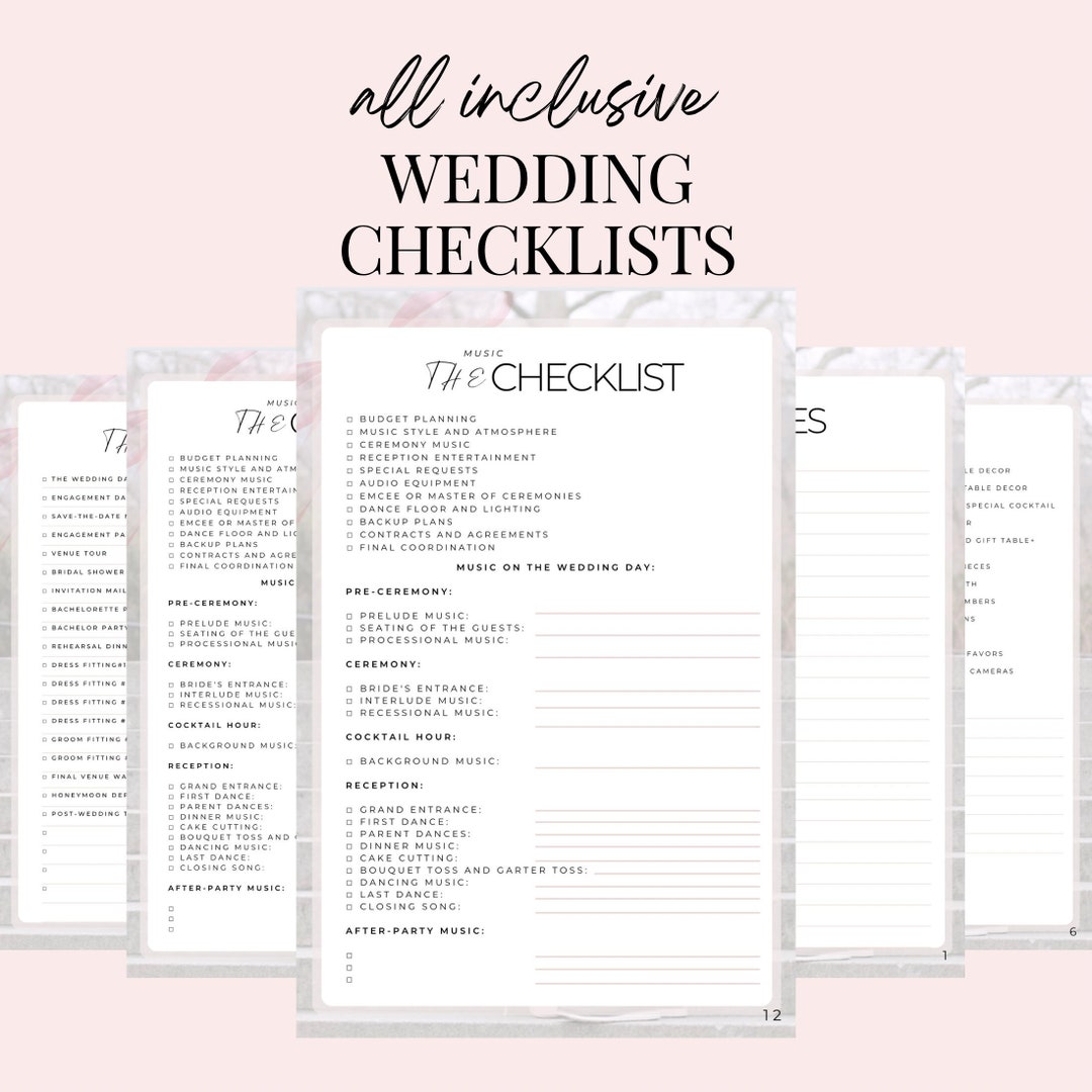 Wedding Checklist Printable,pdf,all Inclusive Checklist,wedding ...