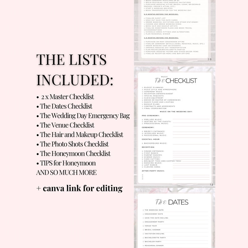 Wedding Checklist Printable,pdf,all Inclusive Checklist,wedding ...