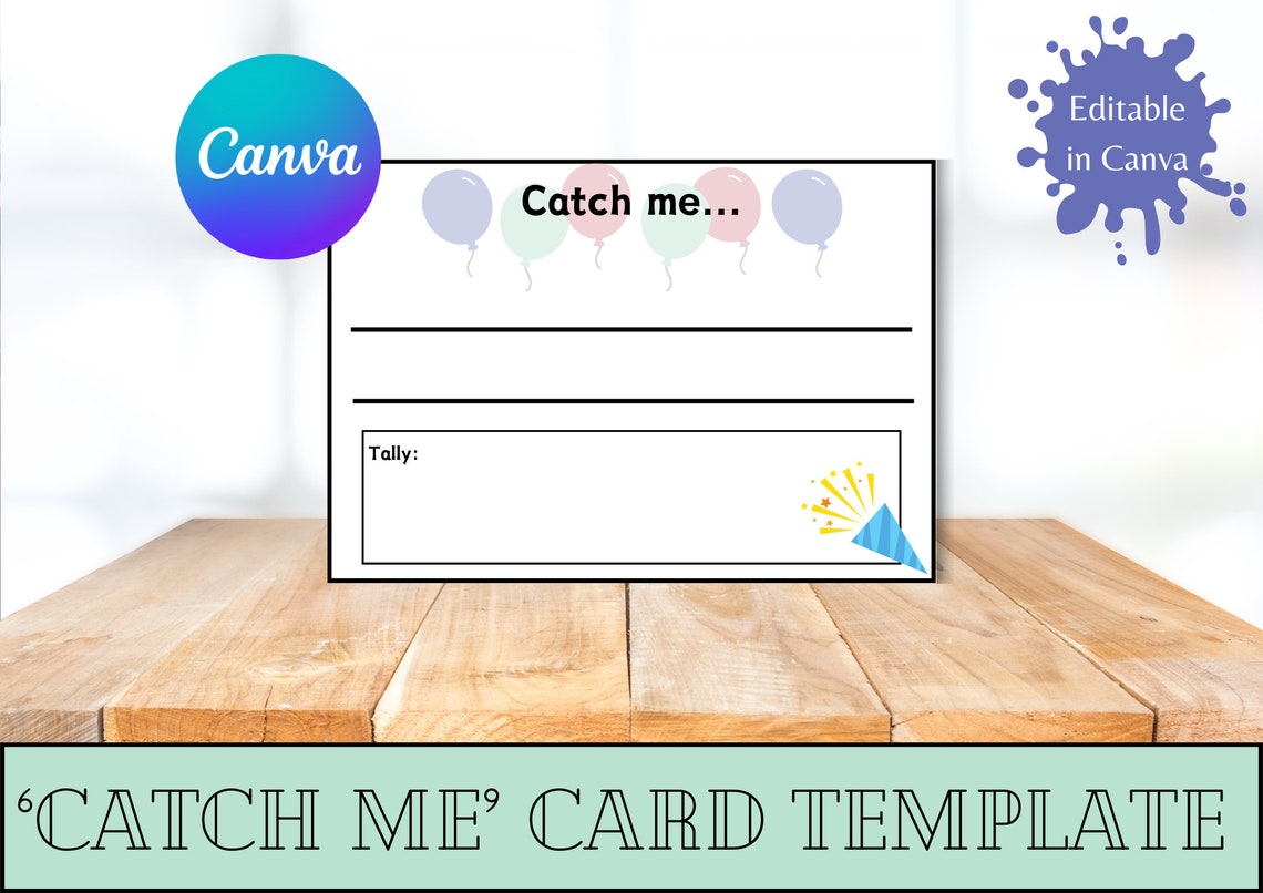 Catch Me Card Template, Instant Download Template, Classroom Resource ...