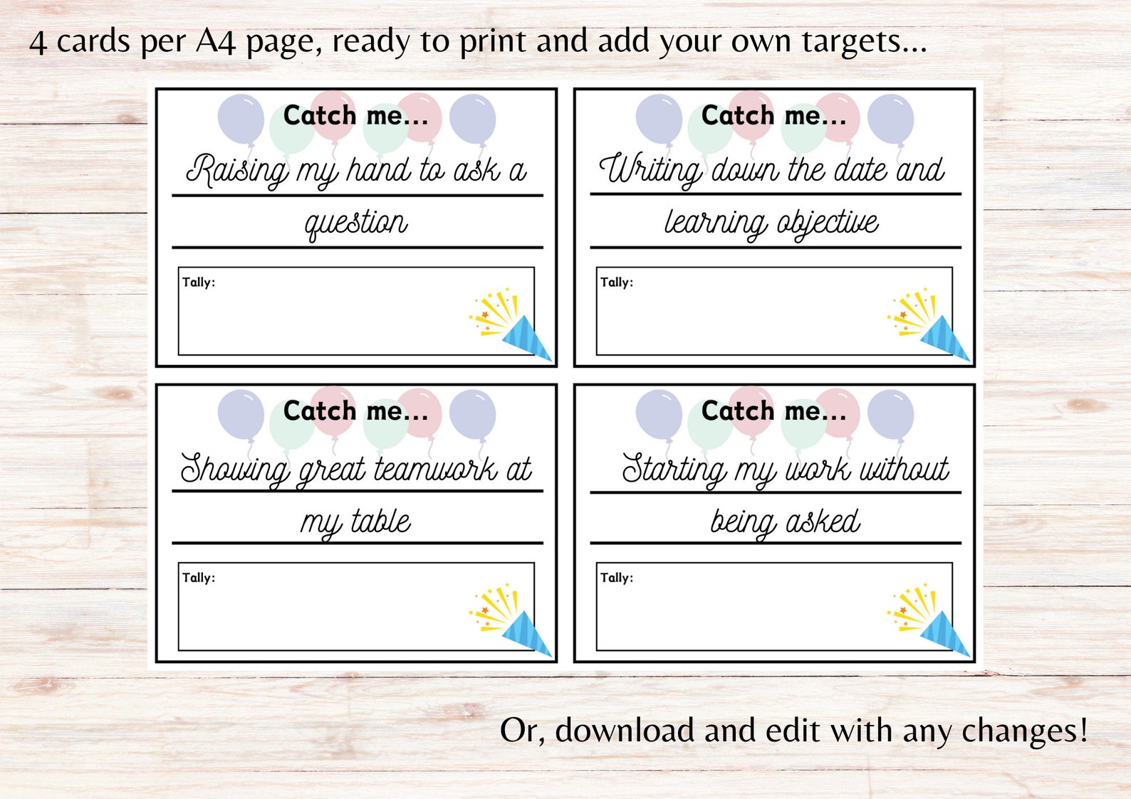 Catch Me Card Template, Instant Download Template, Classroom Resource ...