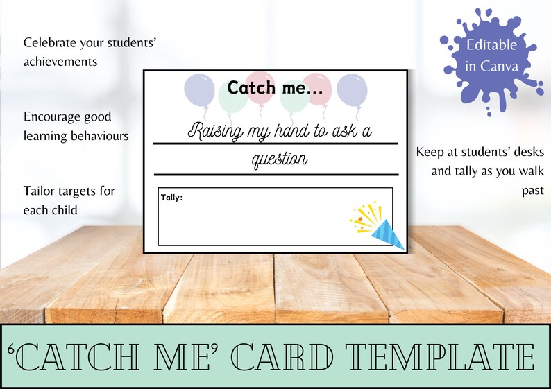 Catch Me Card Template, Instant Download Template, Classroom Resource ...