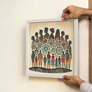 Cultural Unity Art Print: Floral People Folk Poster | 10x10 - 28x28 - Etsy