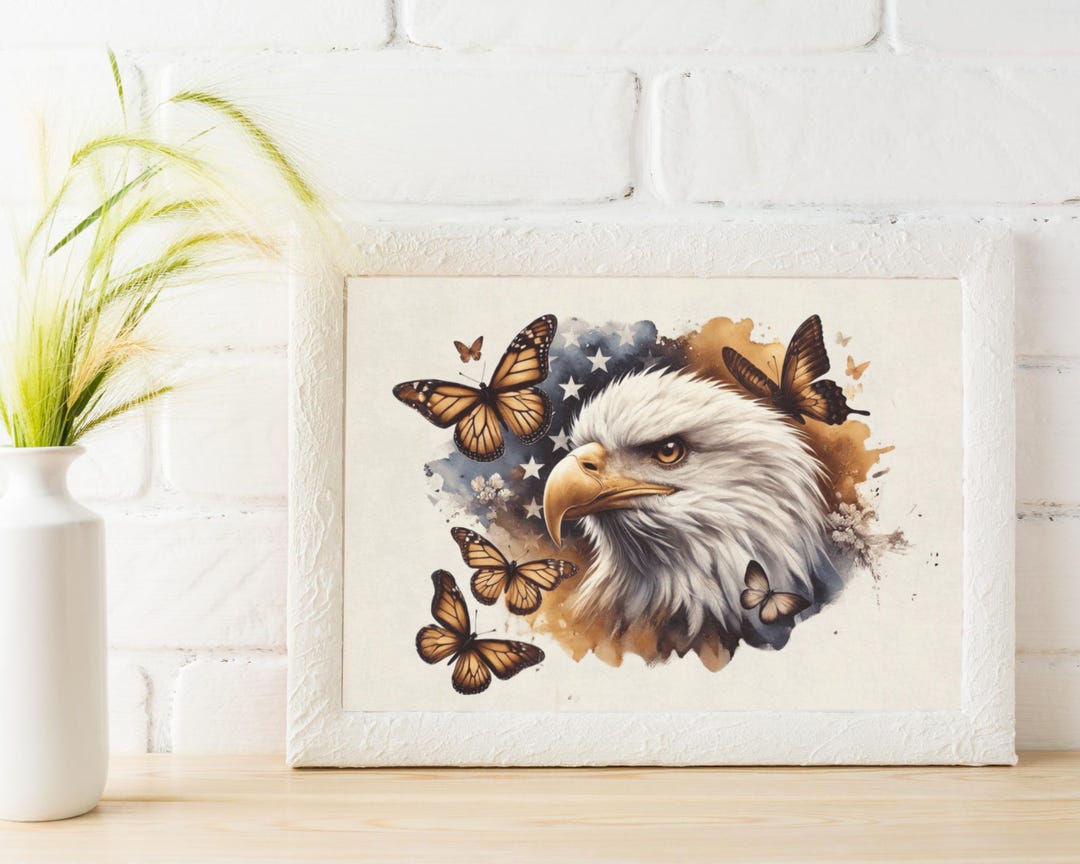 US Eagle Butterfly Printable Wall Art: Pro Immigrant Digital Print ...