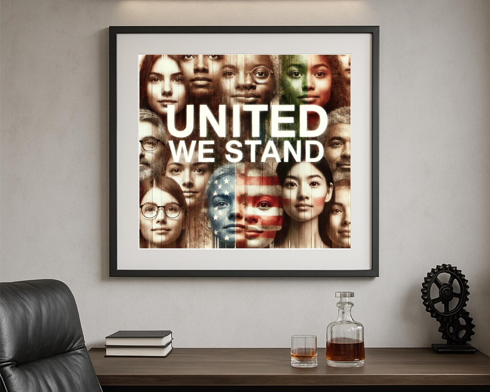United We Stand Patriotic Art Print: Multicultural Unity Poster ...