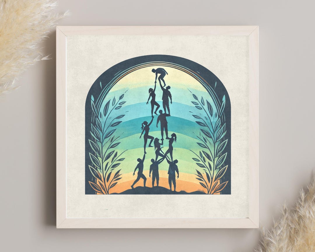 Teamwork Unity Art Print, Inspirational Human Connection Poster ...